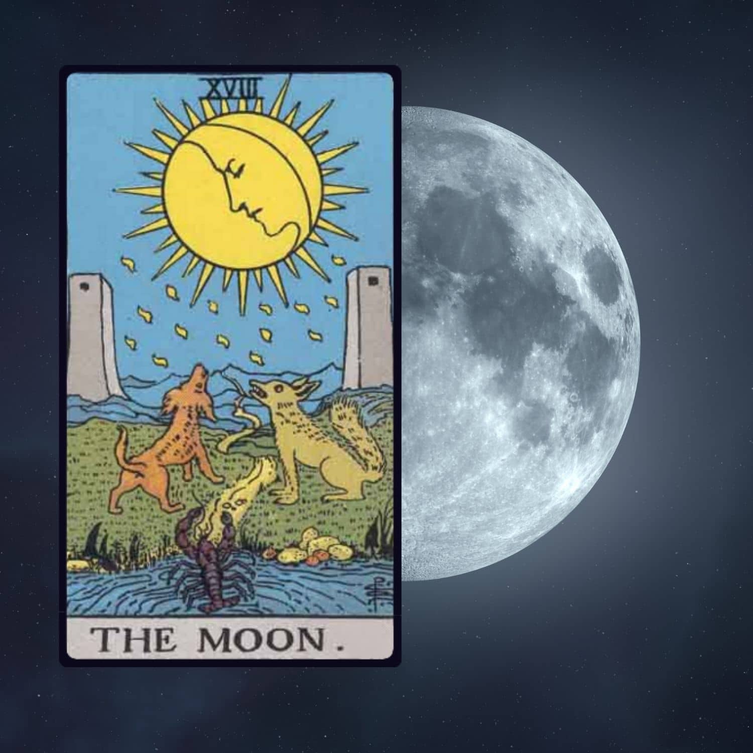 Lá bài tarot The Moon - Số 18