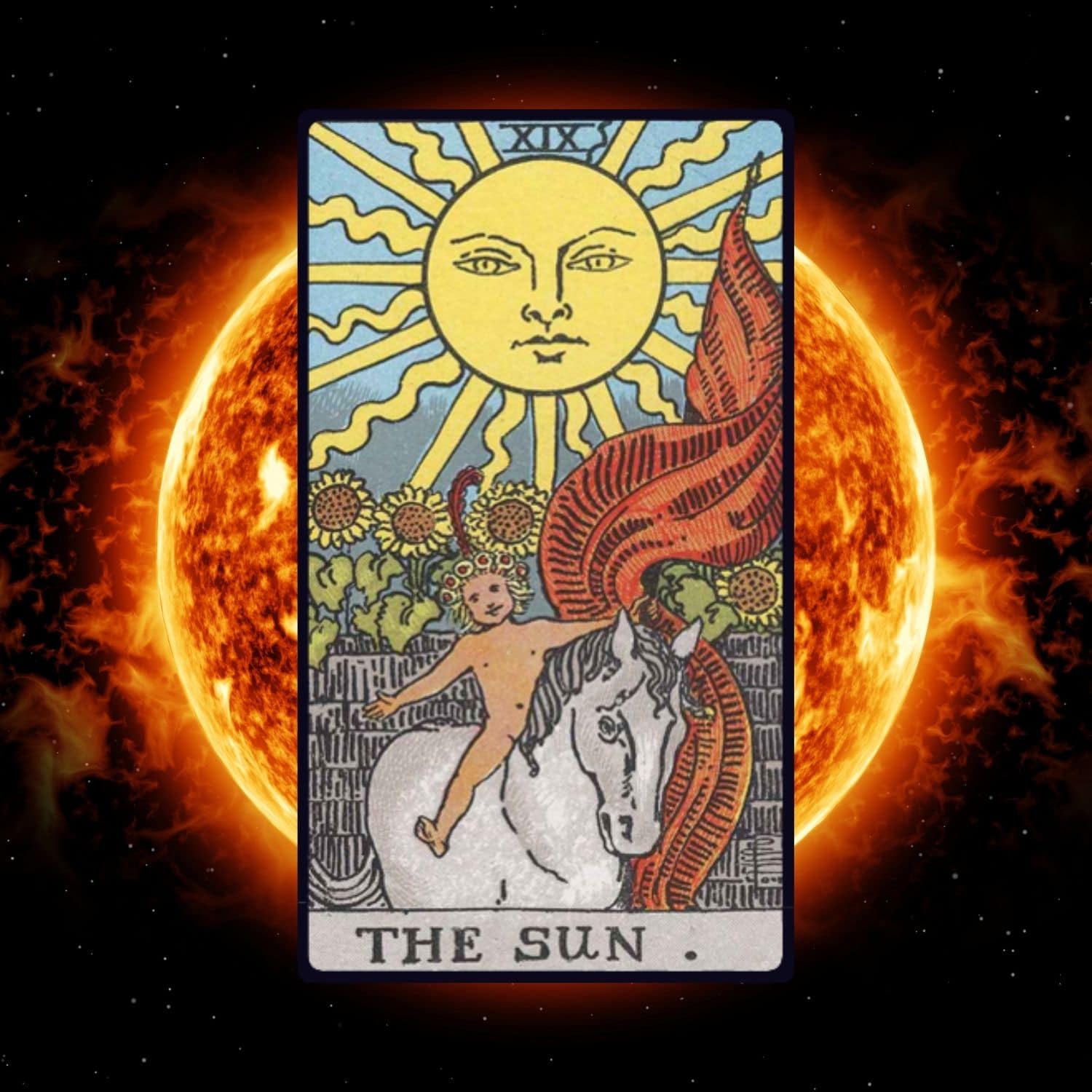 Lá bài tarot The Sun - Số 19